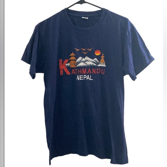 Shirts | Mens Blue Kathmandu Nepal Graphic Tshirt Sz 42 | Poshmark